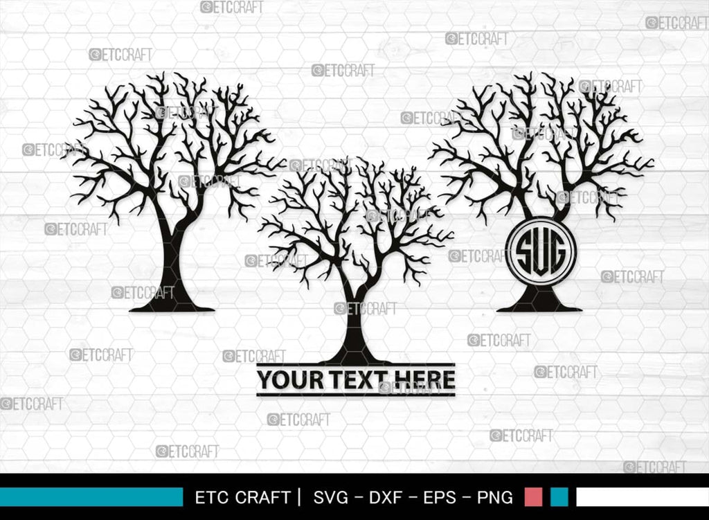 Winter Tree Monogram, Winter Tree Silhouette, Winter Tree SVG, Pine Svg ...