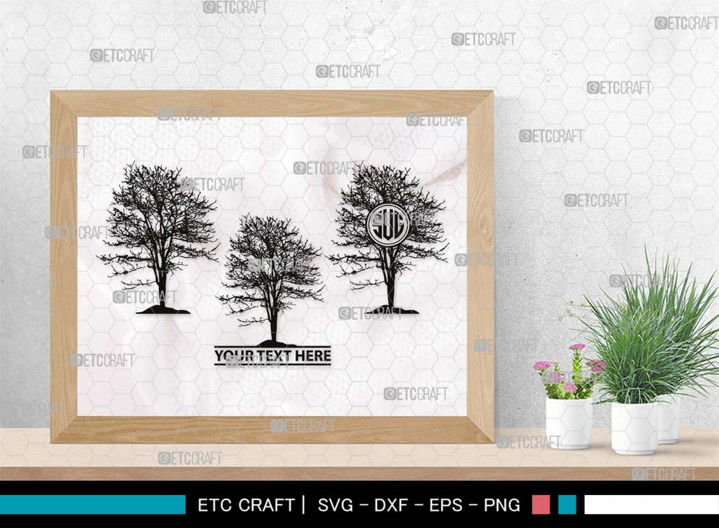 Winter Tree Monogram, Winter Tree Silhouette, Winter Tree SVG, Pine Svg ...
