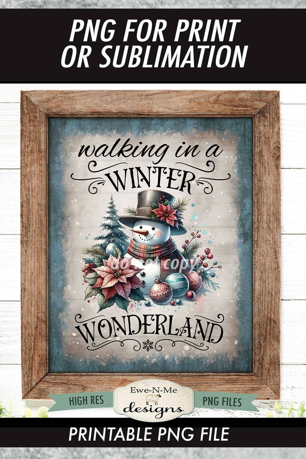 Winter Wonderland Sublimation Design | Vintage Snowman Sign PNG - So Fontsy
