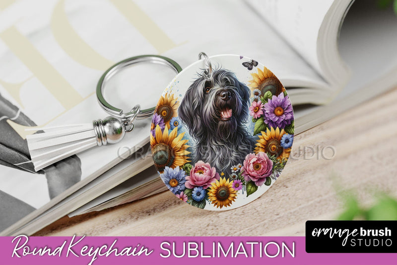 Wirehaired Pointing Griffon Keychain - Dog mom Floral Keychain ...