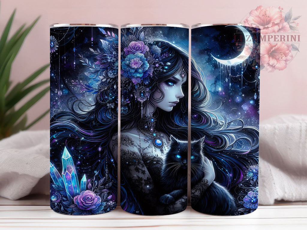 Witchy Gothic Mystical Tumbler Wrap, Gothic Witch Cup, Mystical Cat ...