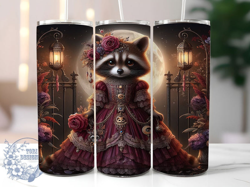 Witchy Raccoon Celestial Moon Tumbler, Gothic Animal Wrap, Celestial ...
