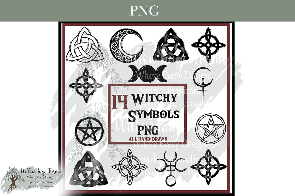 Witchy Symbols PNG Bundle 14 Mystic Designs Hand-drawn Wiccan Design ...