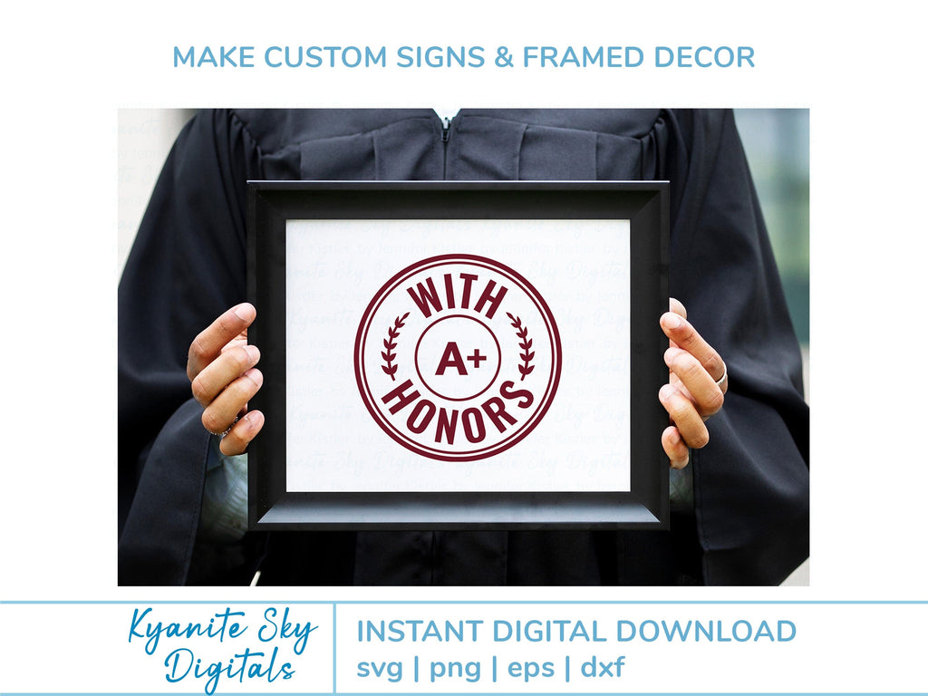 With Honors Grad SVG Bundle round seal circle frame graduation clipart ...