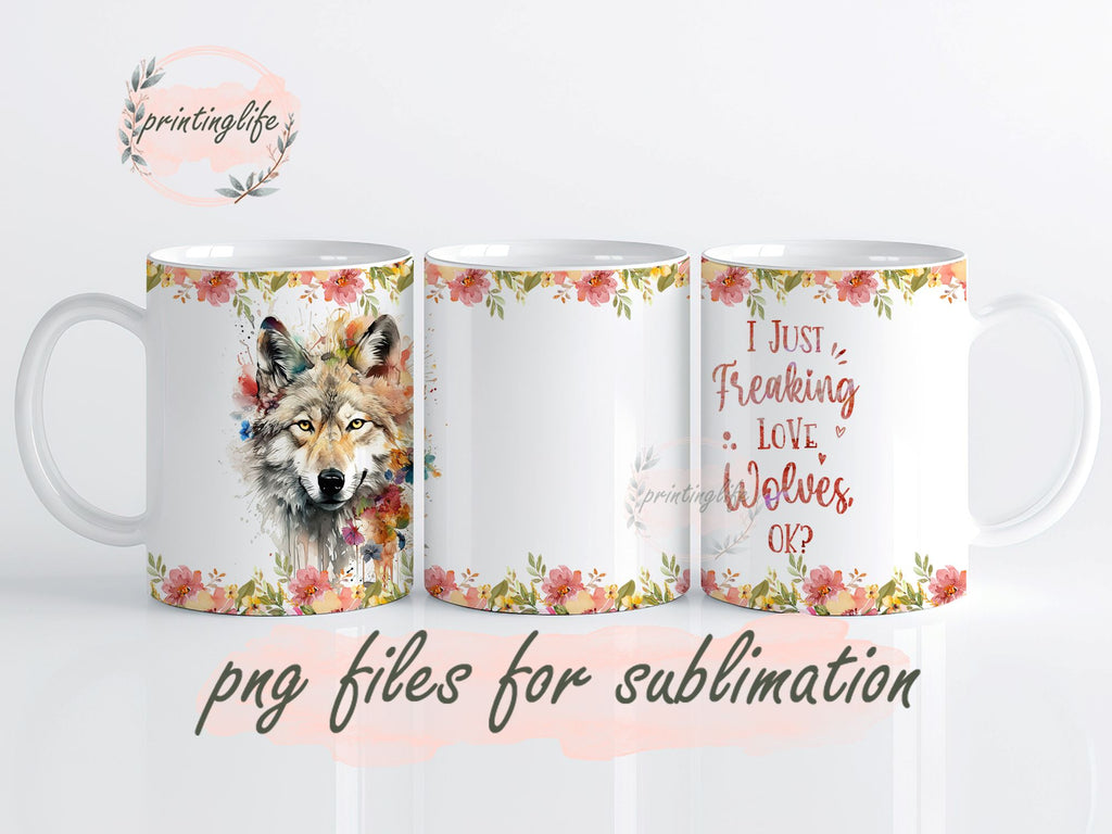 Wolves Mug Wrap Mug, Wolves Mug Sublimation Design, Wolves Mug Wrap ...