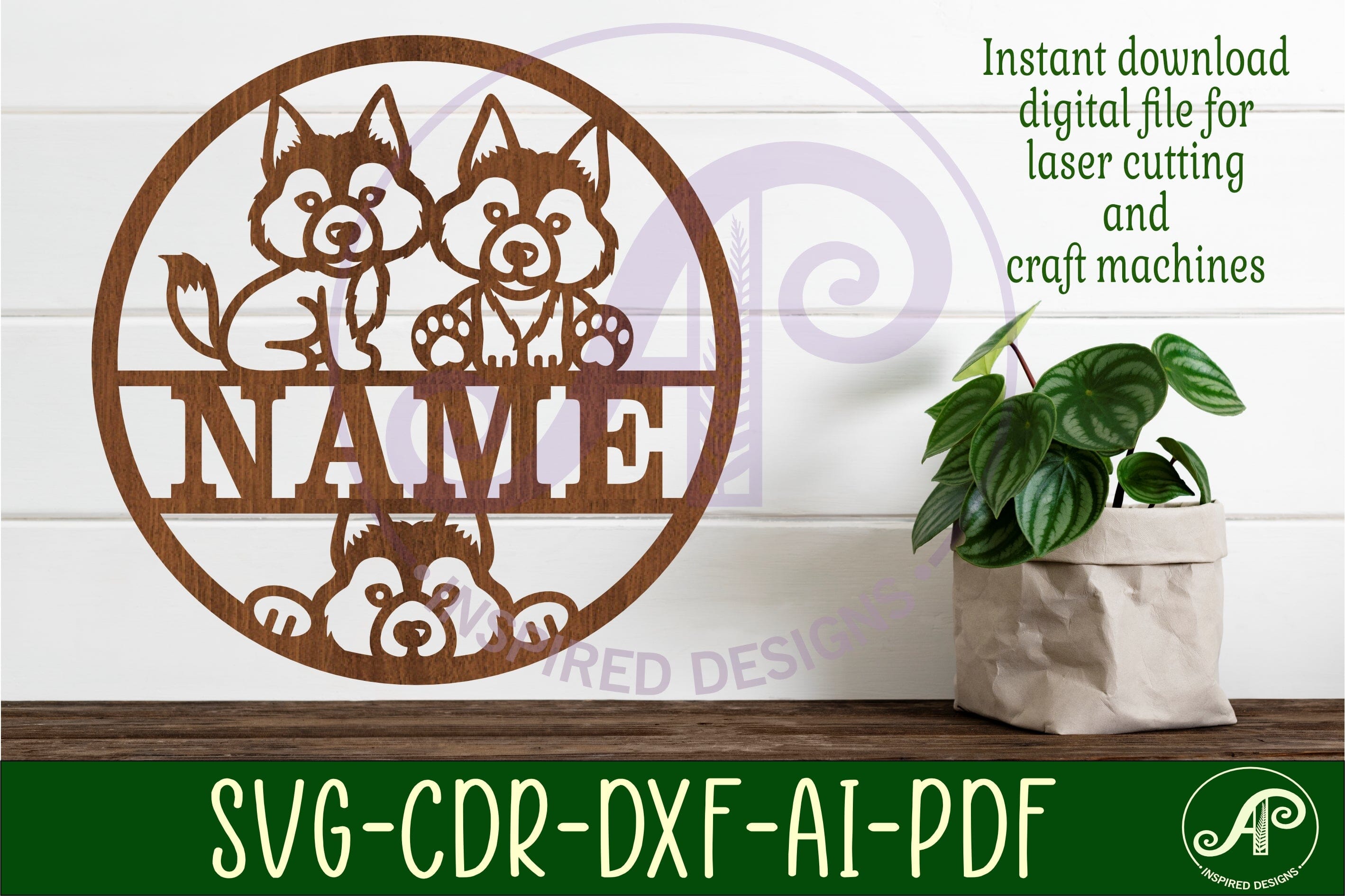 Wolves name sign svg laser cut template - So Fontsy