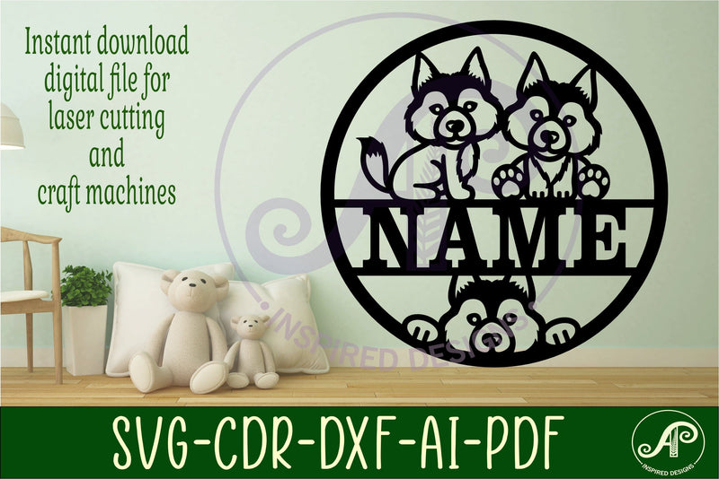Wolves name sign svg laser cut template - So Fontsy