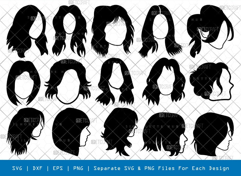 Woman Hairstyle Svg Cricut Cut Files Png Bundle, SB01166 - So Fontsy