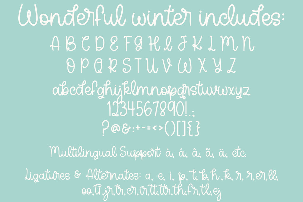 Wonderful Winter, Cute Handwritten Font, Cursive Holiday handwriting ...
