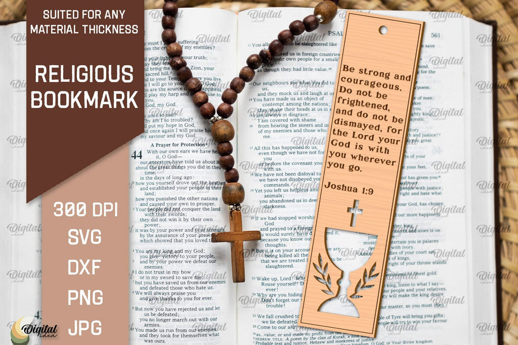 Wood Laser Cut Religious Bookmark. Bible Bookmark SVG - So Fontsy