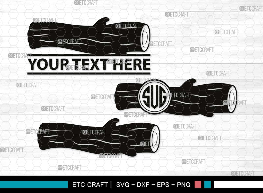 Wood Log Monogram, Wood Log Silhouette, Wood Log SVG, Wood Svg, Tree ...