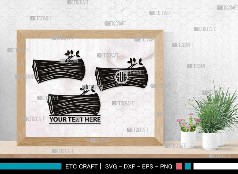Wood Log Monogram, Wood Log Silhouette, Wood Log SVG, Wood Svg, Tree L - So Fontsy