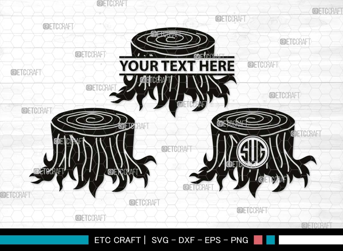 Wood Log Monogram, Wood Log Silhouette, Wood Log SVG, Wood Svg, Tree ...