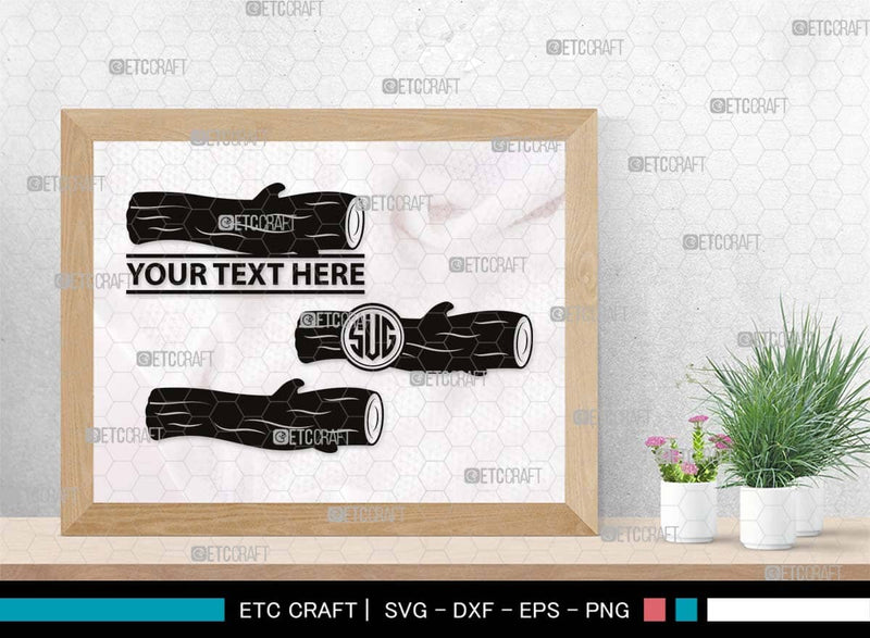 Wood Log Monogram, Wood Log Silhouette, Wood Log SVG, Wood Svg, Tree ...