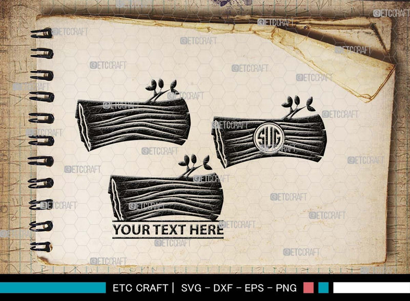 Wood Log Monogram, Wood Log Silhouette, Wood Log SVG, Wood Svg, Tree L - So Fontsy