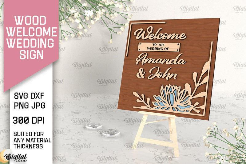 Wood Welcome Wedding Signs Laser Cut Bundle. Wedding Decor SVG - So Fontsy