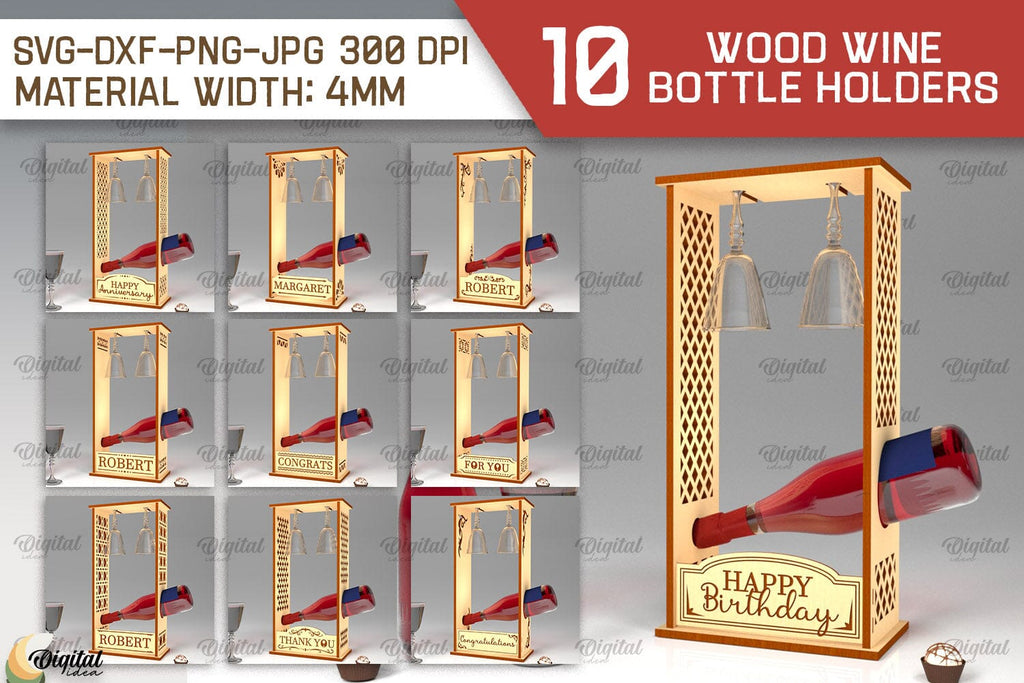 Wood Wine Bottle Holders Laser Cut Bundle. Wine Racks SVG - So Fontsy