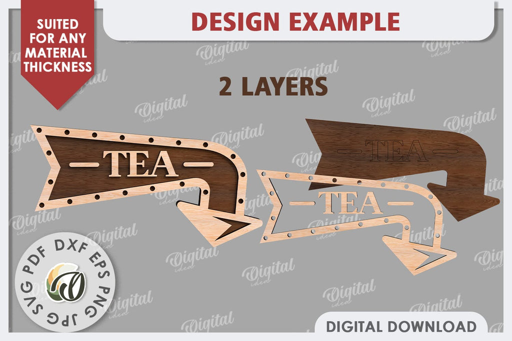 Wooden Arrow Sign for Drinks Laser Cut. Kitchen Sign SVG - So Fontsy