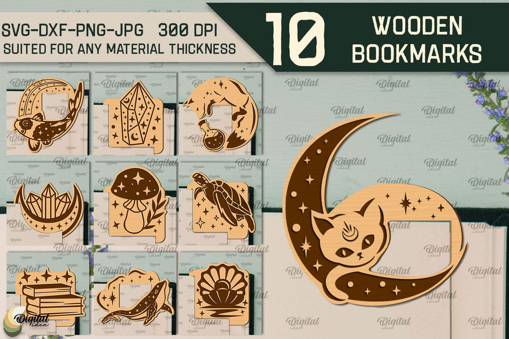 Wooden Bookmarks Laser Cut Bundle. Magic Bookmarks SVG - So Fontsy