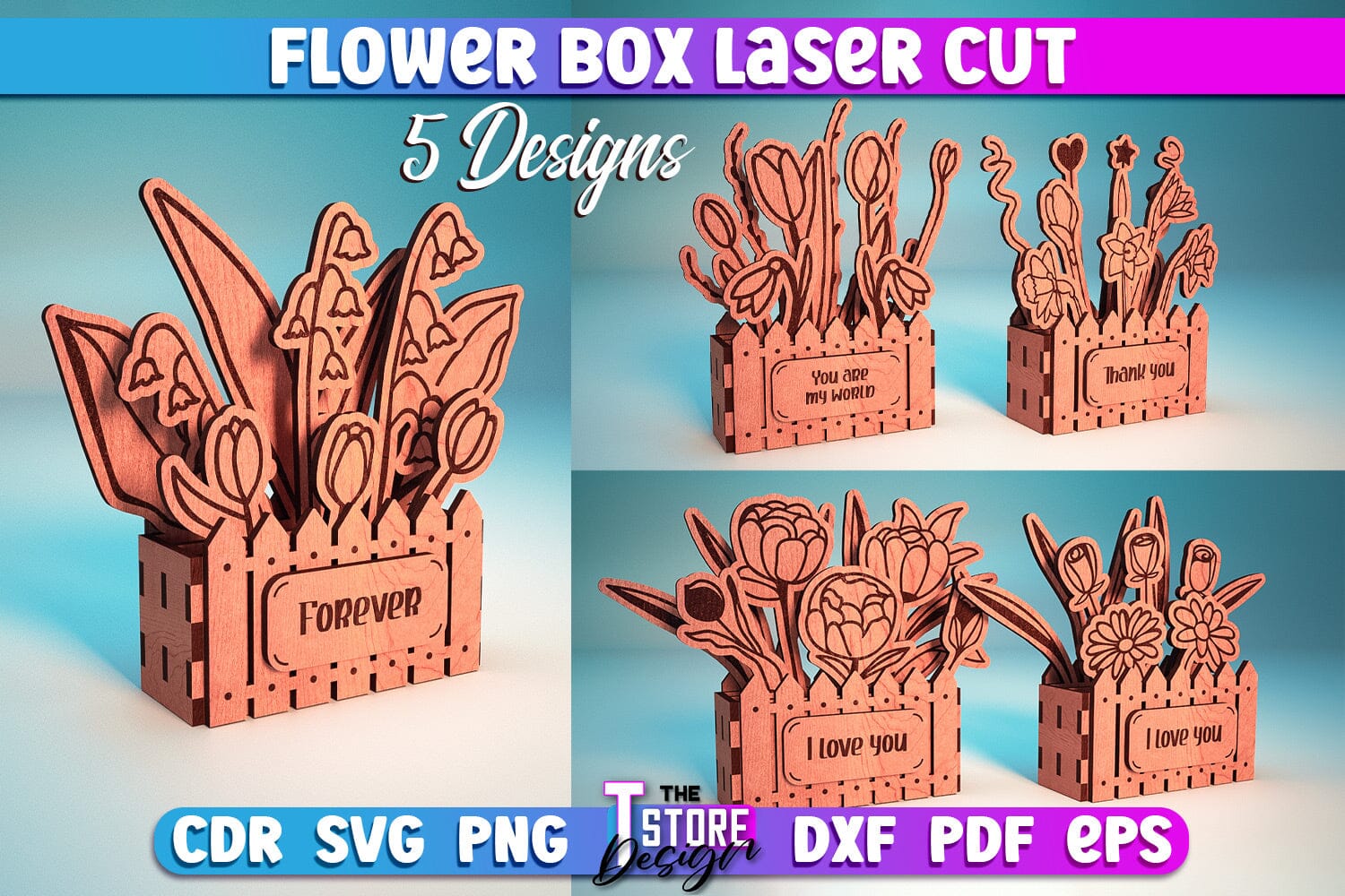 Wooden Bouquet Design Bundle | Flower Box Laser Cut Design | Gift Laser ...