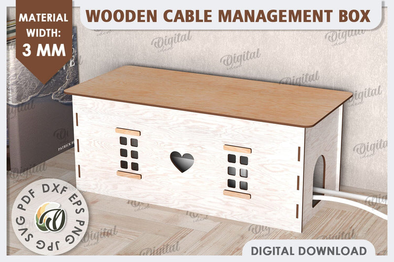 Wooden Cable Management Box Laser Cut. 3D House SVG - So Fontsy