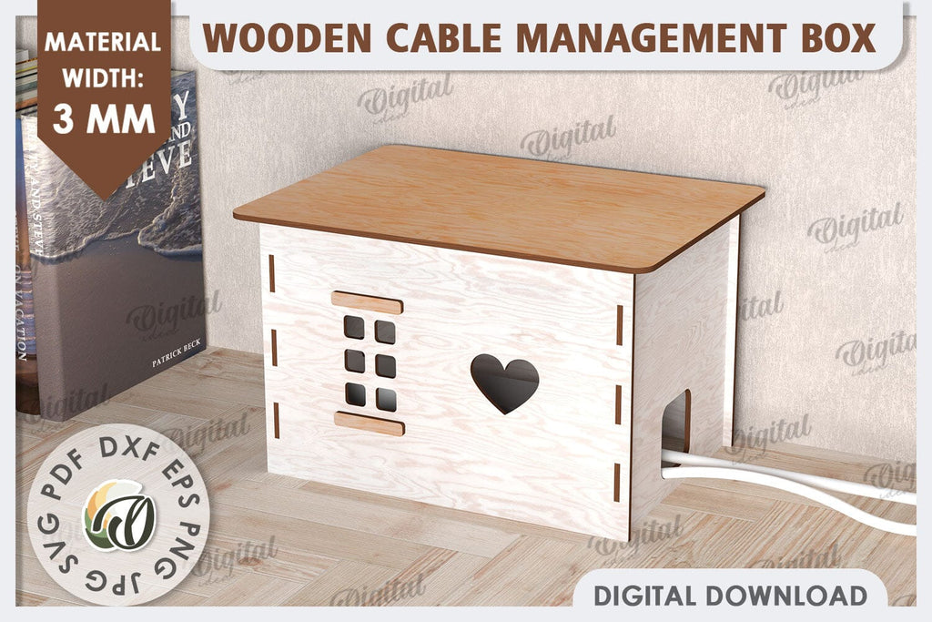 Wooden Cable Management Box Laser Cut. 3D House SVG - So Fontsy