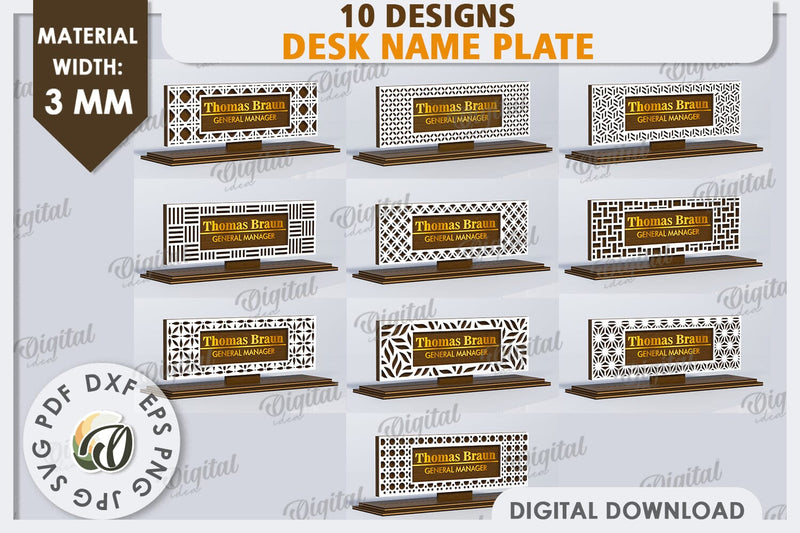 Wooden Desk Name Plates LaserCut Bundle. Personalized SVG - So Fontsy