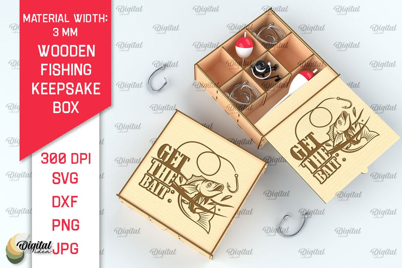 Wooden Fishing Box Laser Cut. 3D Fishing Box SVG - So Fontsy