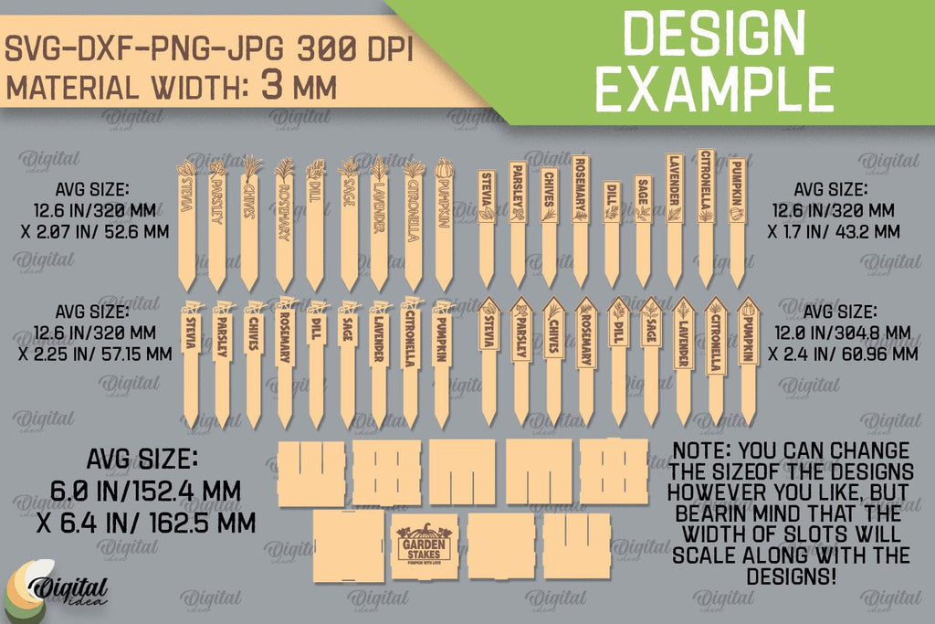 Wooden Garden Stakes SVG. Plant Markers Laser Cut - So Fontsy
