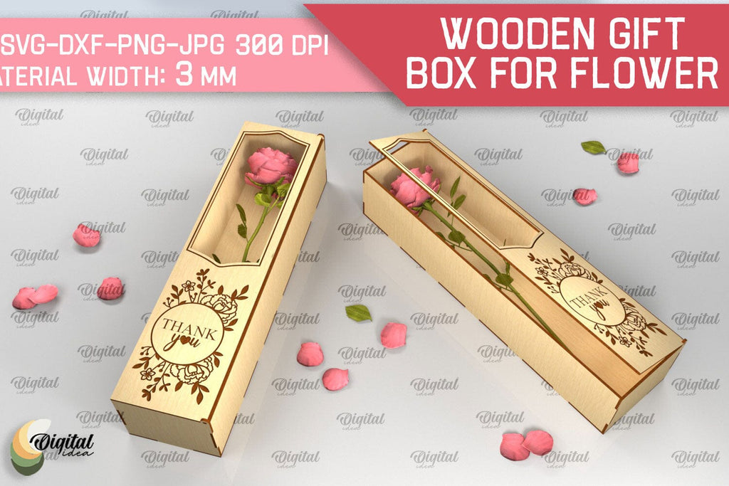 Wooden Gift Boxes For Flowers SVG. 3D Gift Boxes Laser Cut - So Fontsy