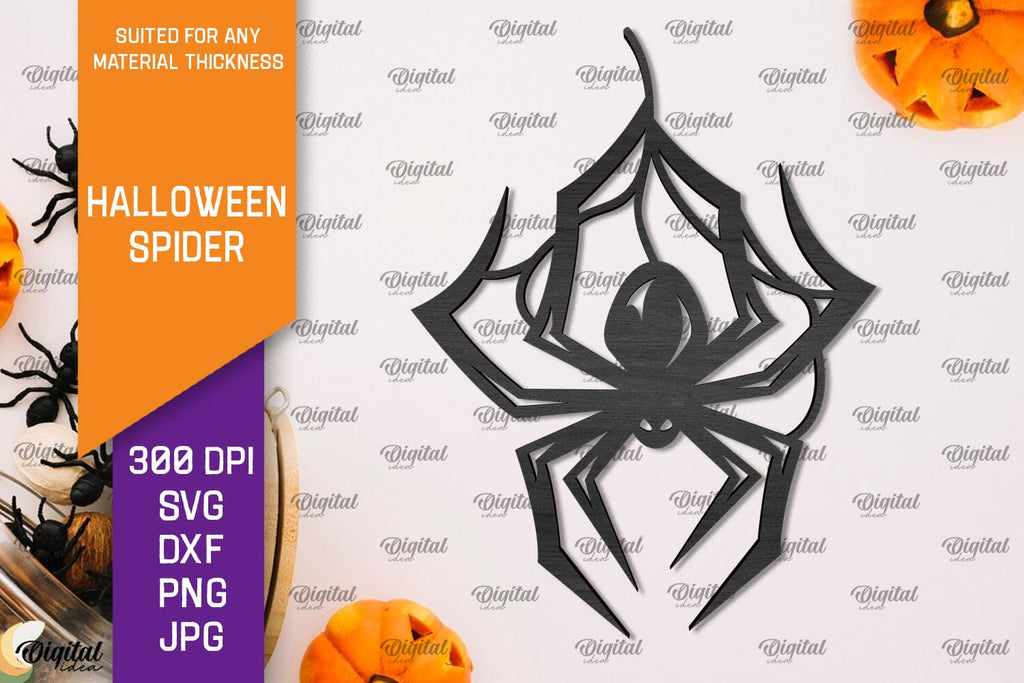 Wooden Halloween Spiders Laser Cut. Spooky Spider SVG - So Fontsy
