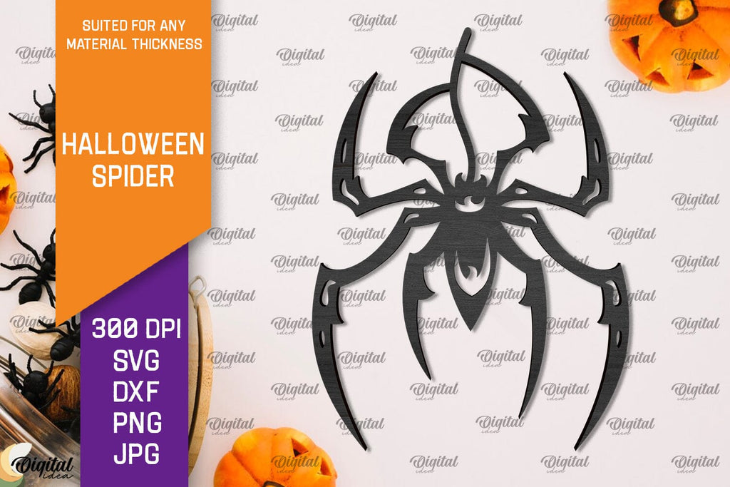 Wooden Halloween Spiders Laser Cut Bundle. Spooky Spider SVG - So Fontsy