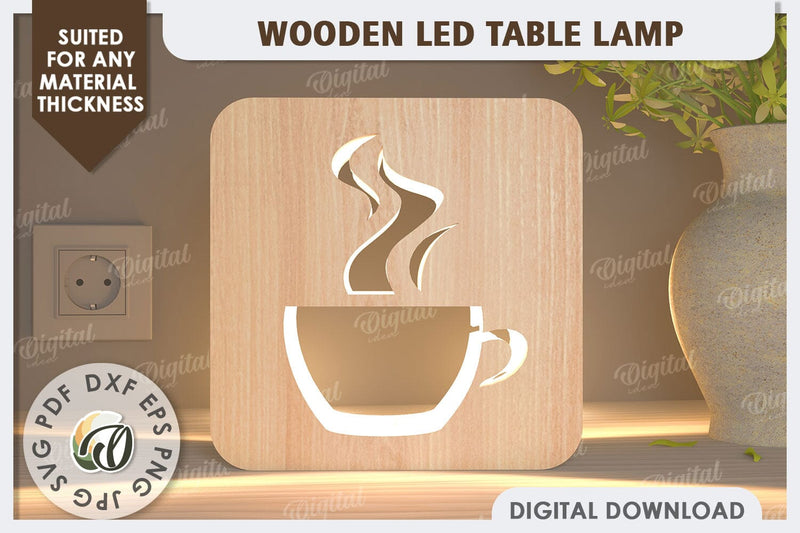 Wooden Led Table Lamp Laser Cut. Led Nightlight SVG Design - So Fontsy