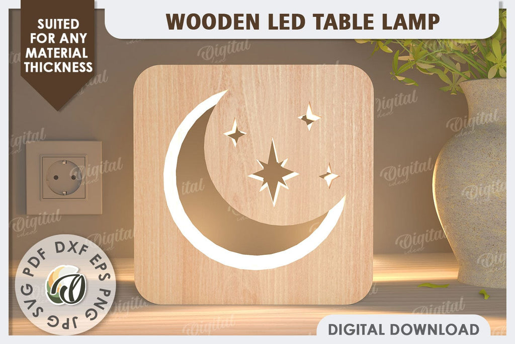 Wooden Led Table Lamp Laser Cut. Led Nightlight SVG Design - So Fontsy