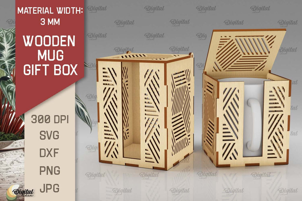 Wooden Mug Gift Boxes Laser Cut Bundle. Mug Boxes SVG - So Fontsy