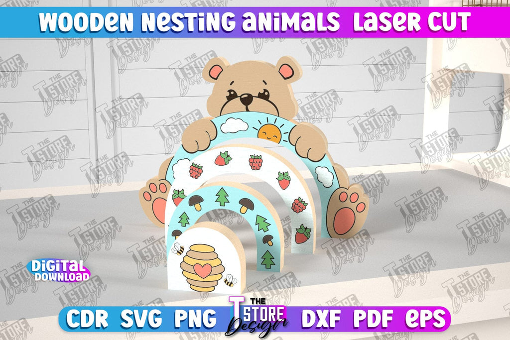 Wooden Nesting Animals | Nesting Toy | Rainbow | New Born Gift ...