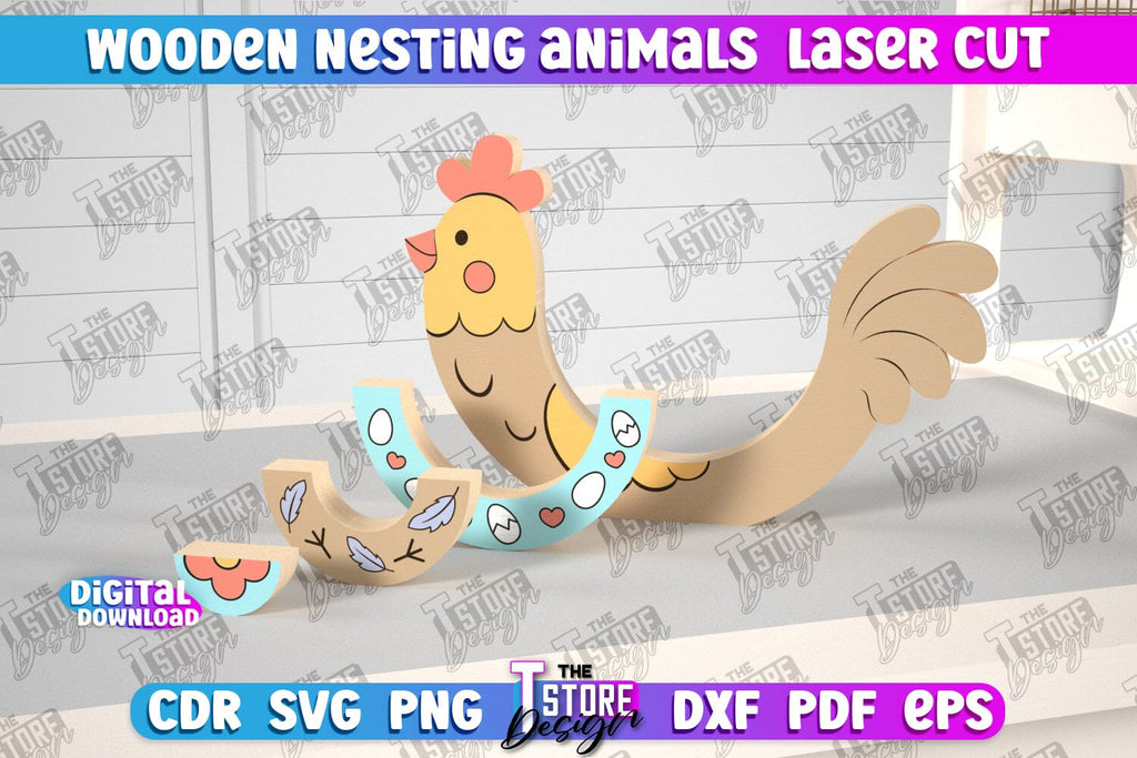 Wooden Nesting Animals | Nesting Toy | Rainbow | New Born Gift ...