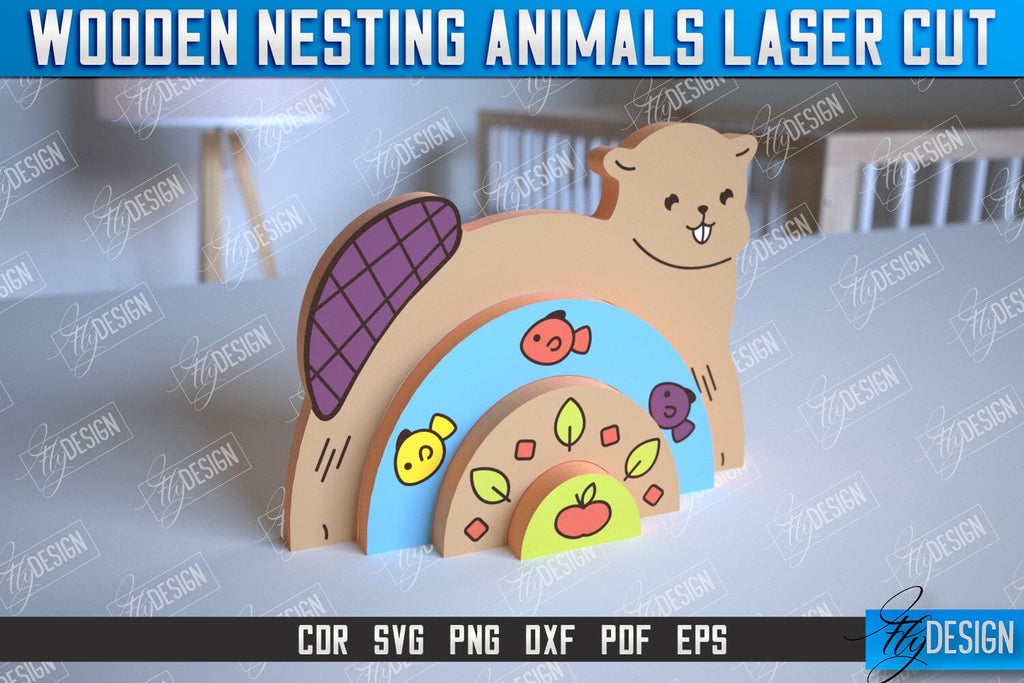 Wooden Nesting Beaver | Nesting Toy | Rainbow | New Born Gift ...