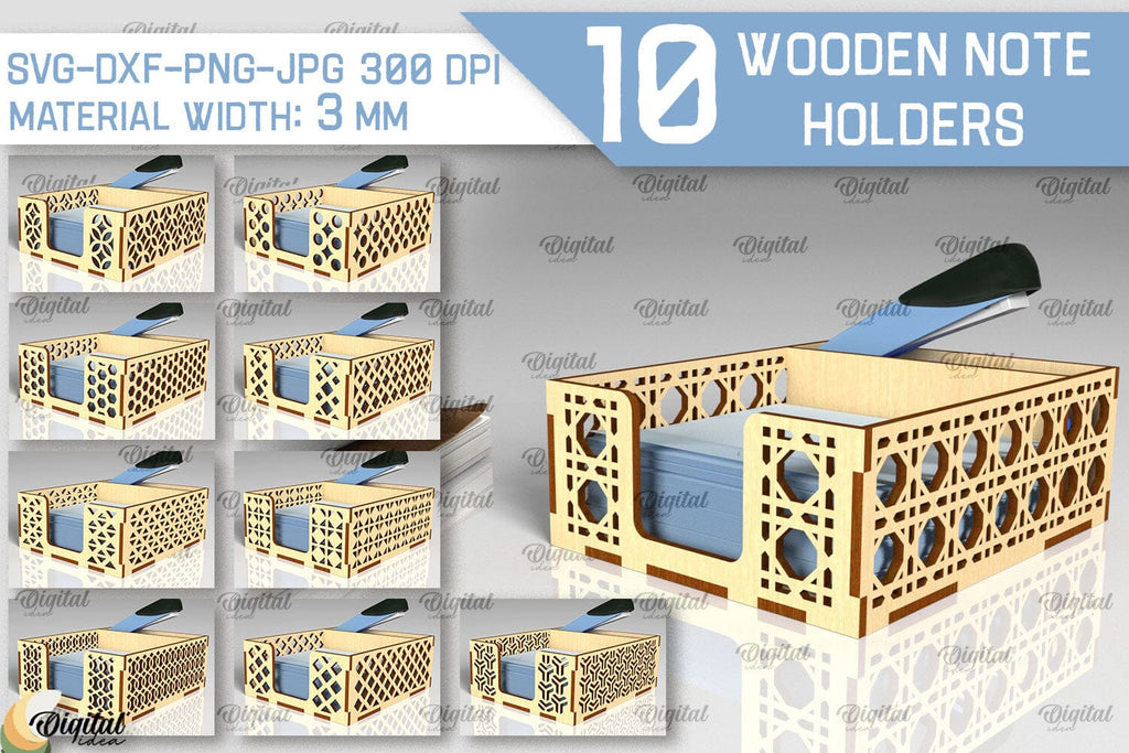 Wooden Note Holders Laser Cut Bundle. Paper Note Holders SVG - So Fontsy