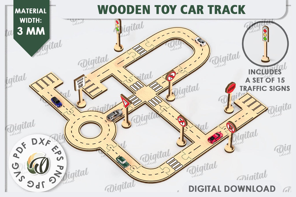 Wooden Toy Car Track Laser Cut. Kids Race Car Track SVG - So Fontsy