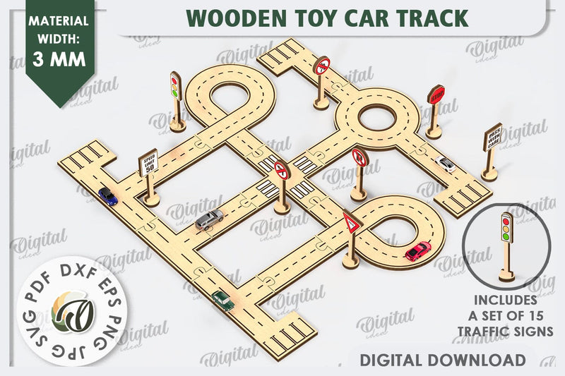 Wooden Toy Car Track Laser Cut. Kids Race Car Track SVG - So Fontsy