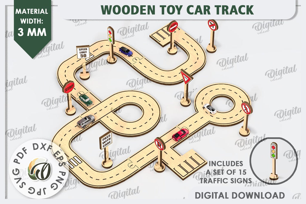 Wooden Toy Car Track Laser Cut. Kids Race Car Track SVG - So Fontsy