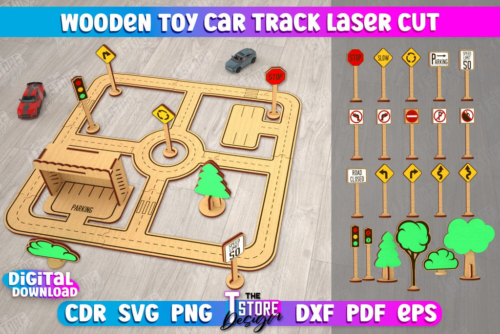 Wooden Toy Car Track | Road model | Racing track | Car Track Toy | CNC ...