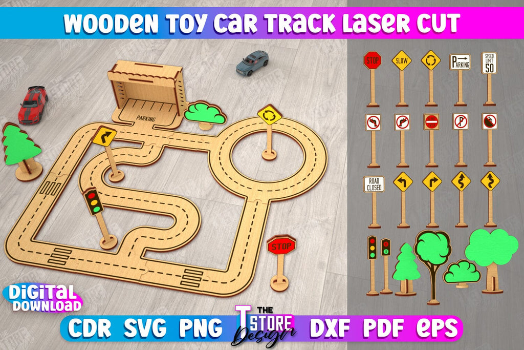 Wooden Toy Car Track | Road model | Racing track | Car Track Toy | CNC ...