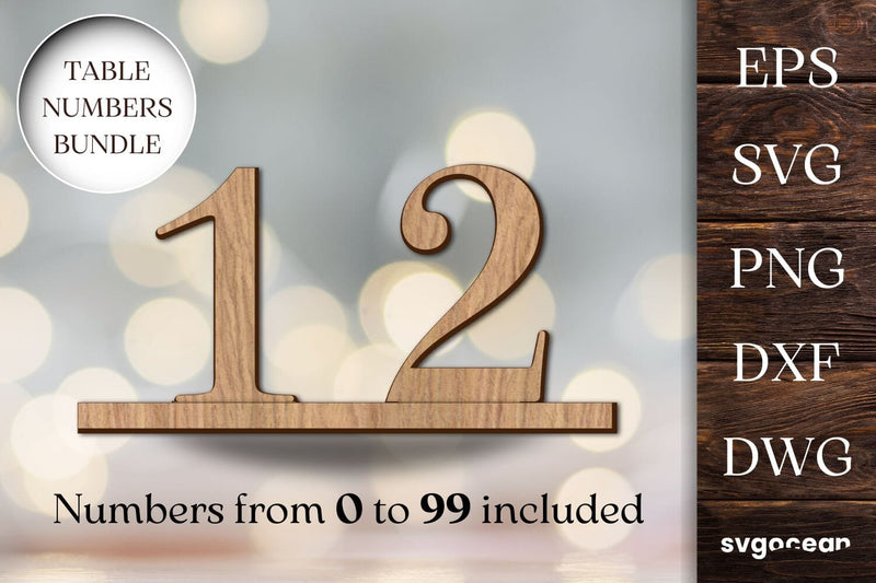 Wooden Wedding Table Numbers SVG - So Fontsy
