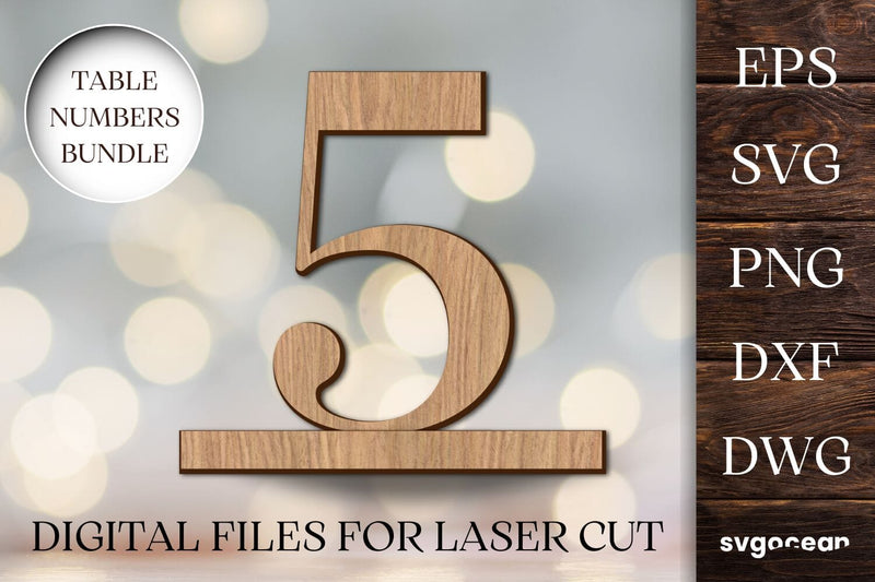 Wooden Wedding Table Numbers SVG - So Fontsy