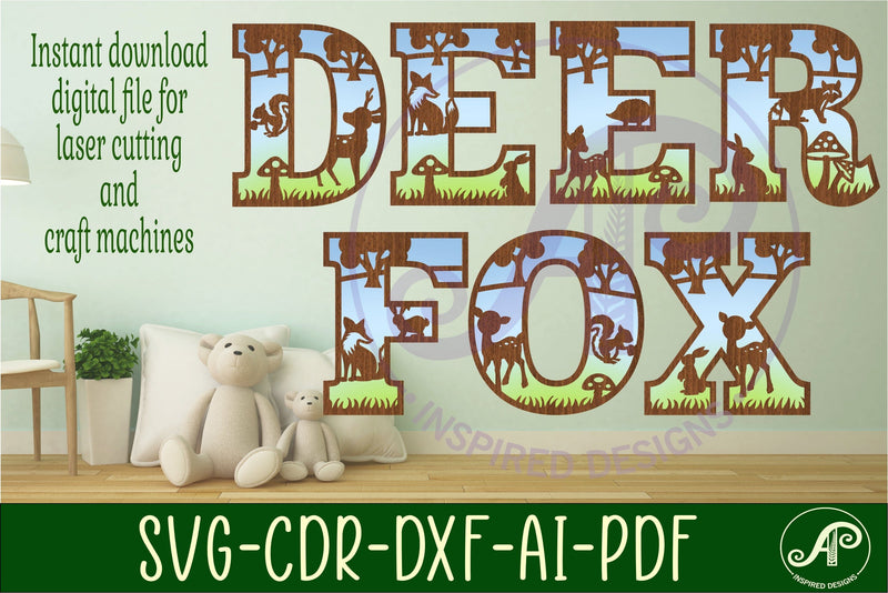 Woodland animal alphabet set. 2 layer 49 letters. - So Fontsy