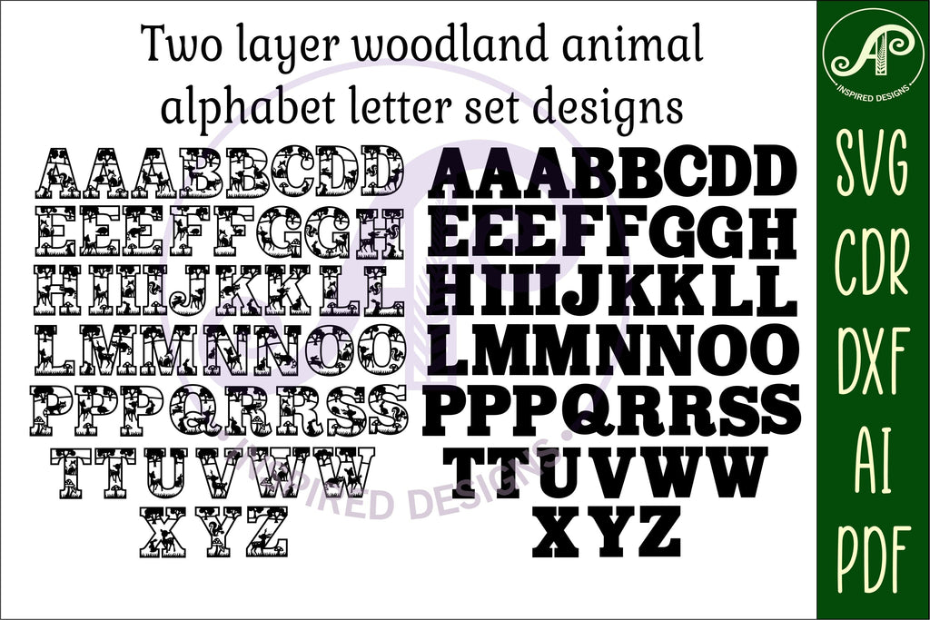 Woodland animal alphabet set. 2 layer 49 letters. - So Fontsy
