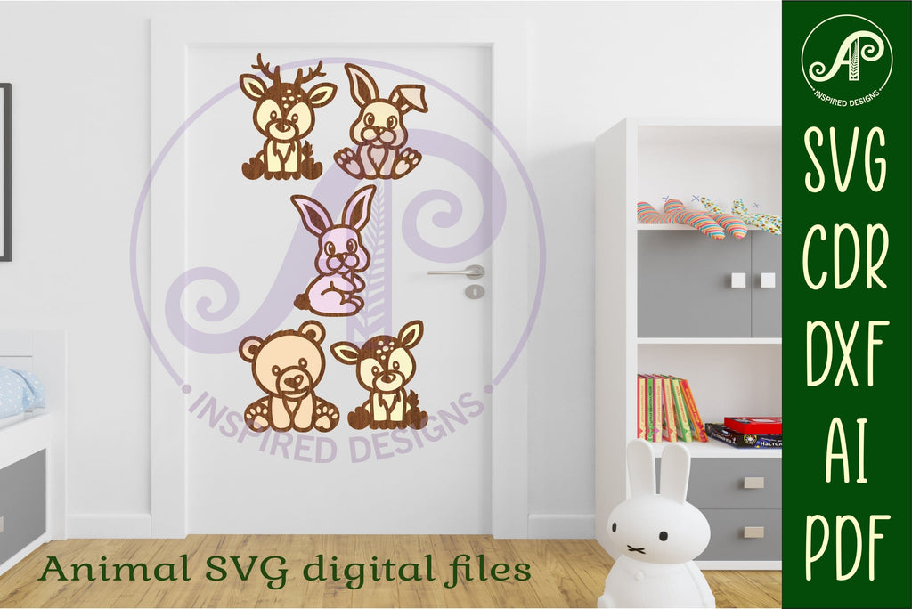 Woodland animals set 1 two layer laser cut outs SVG files - So Fontsy