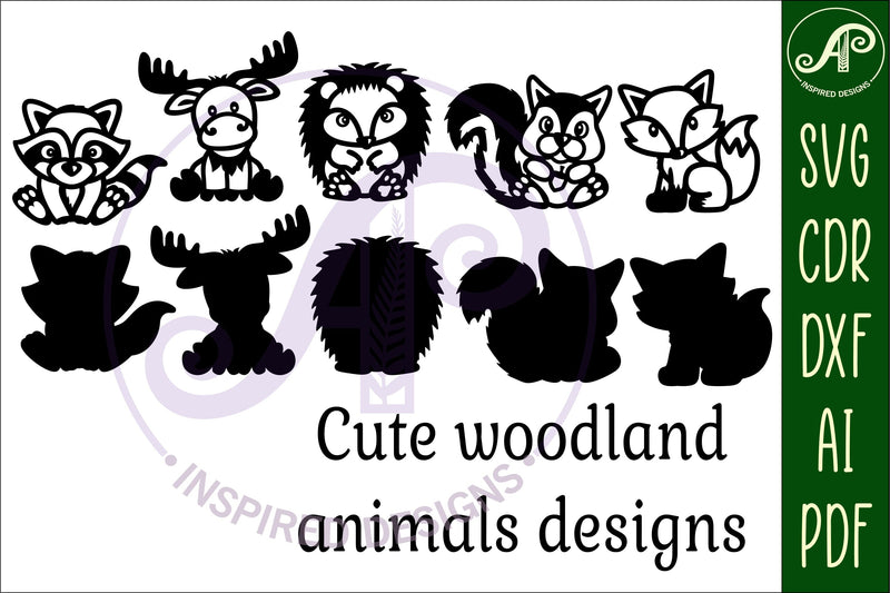 Woodland animals set 2 two layer laser cut outs SVG files - So Fontsy